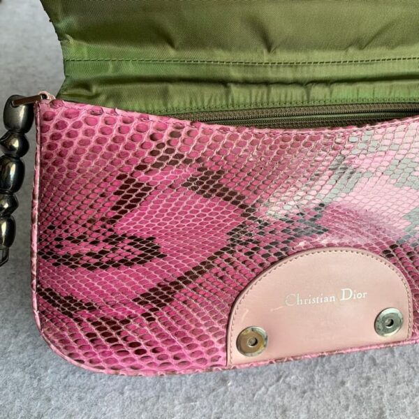 Dior Vintage Malice Bag Pink/Black Leather/Snake Skin with Silver ...
