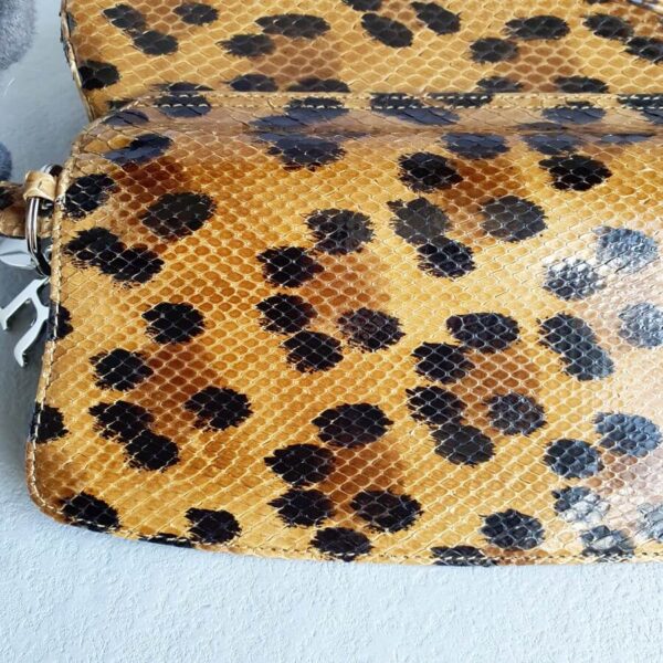 Dior Vintage Small Tote Brown/Black Leopard Print Snake Skin with ...