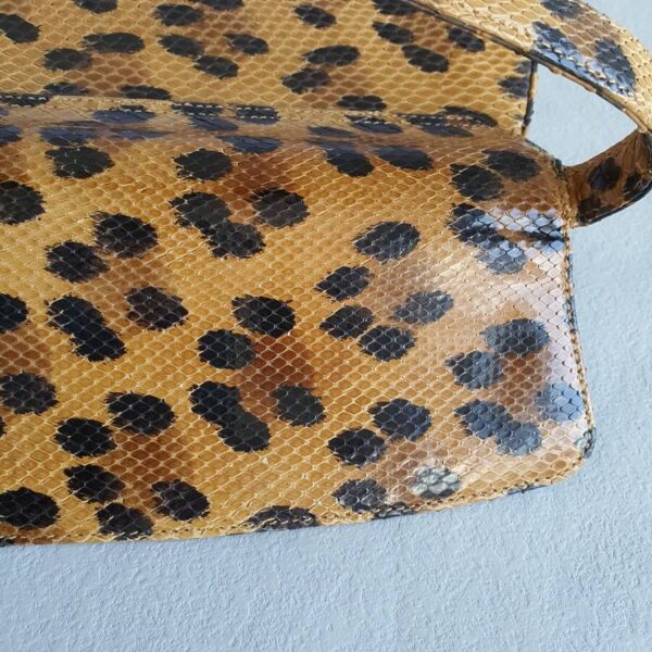Dior Vintage Small Tote Brown/Black Leopard Print Snake Skin with ...
