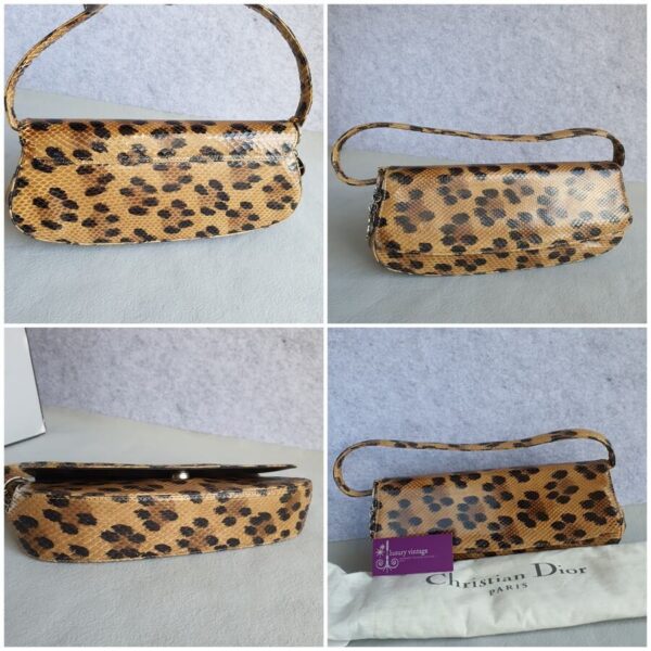 Dior Vintage Small Tote Brown/Black Leopard Print Snake Skin with ...