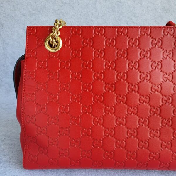 Gucci GG Signature Bag Red Guccissima Leather and Light Gold Hardware # ...