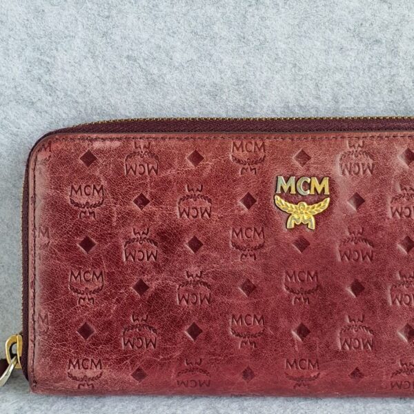 MCM Zippy Long Wallet Burgundy Red Leather With Gold Hardware #OSSU-2 ...