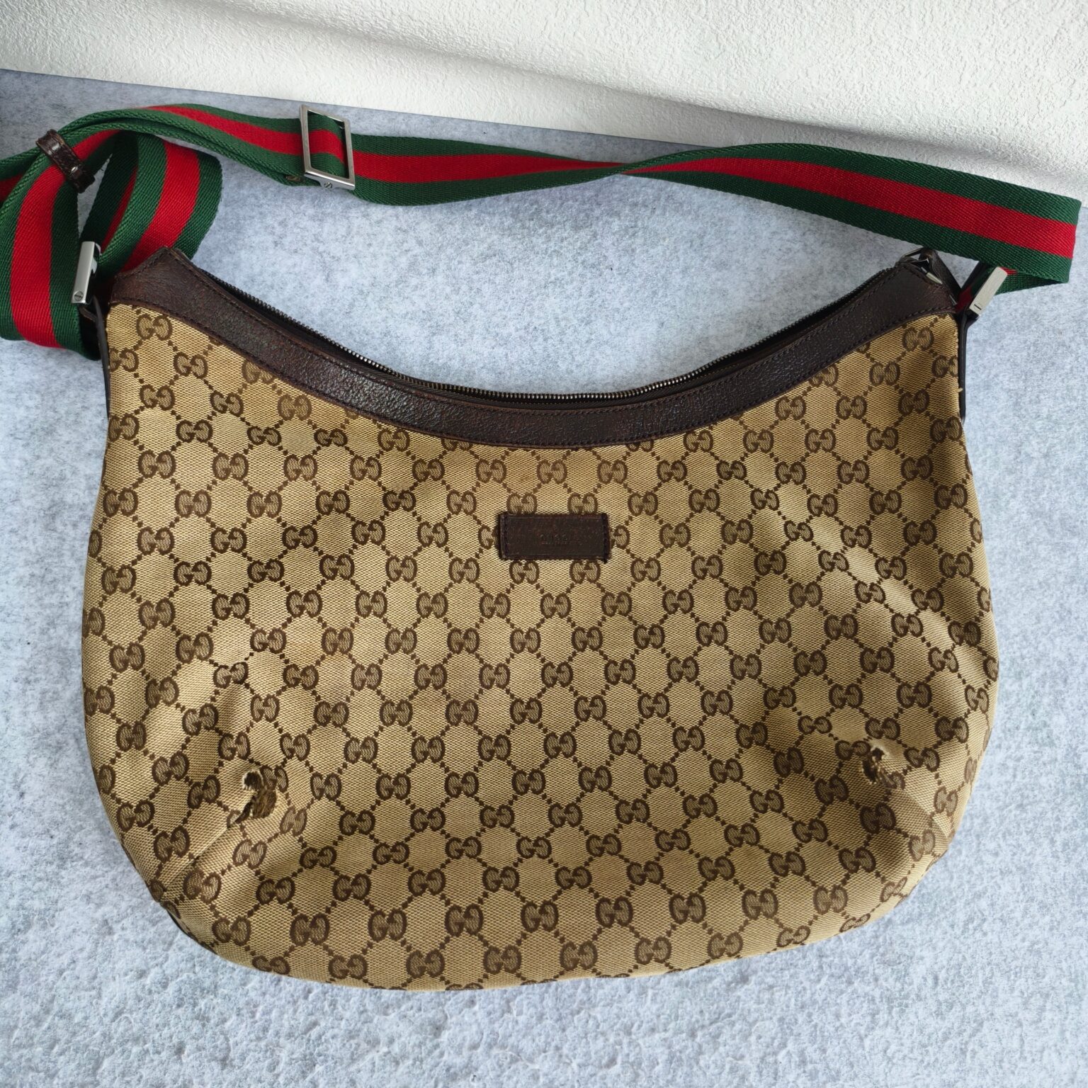 Gucci Hobo Bag Brown Canvas/Leather and Silver Hardware #OORU-23 ...