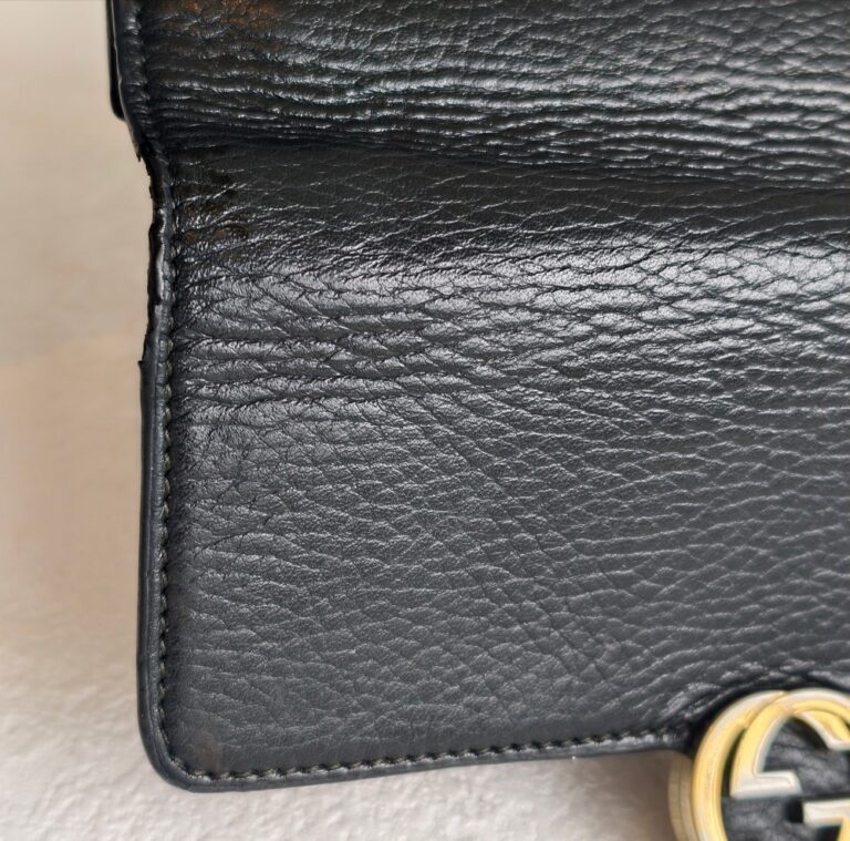 Gucci WOC Interlocking Wallet On Chain Black Calf Leather with Gold ...